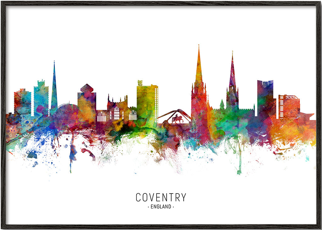 Travel poster Coventry watercolor skyline | Wall art, framed prints and ...
